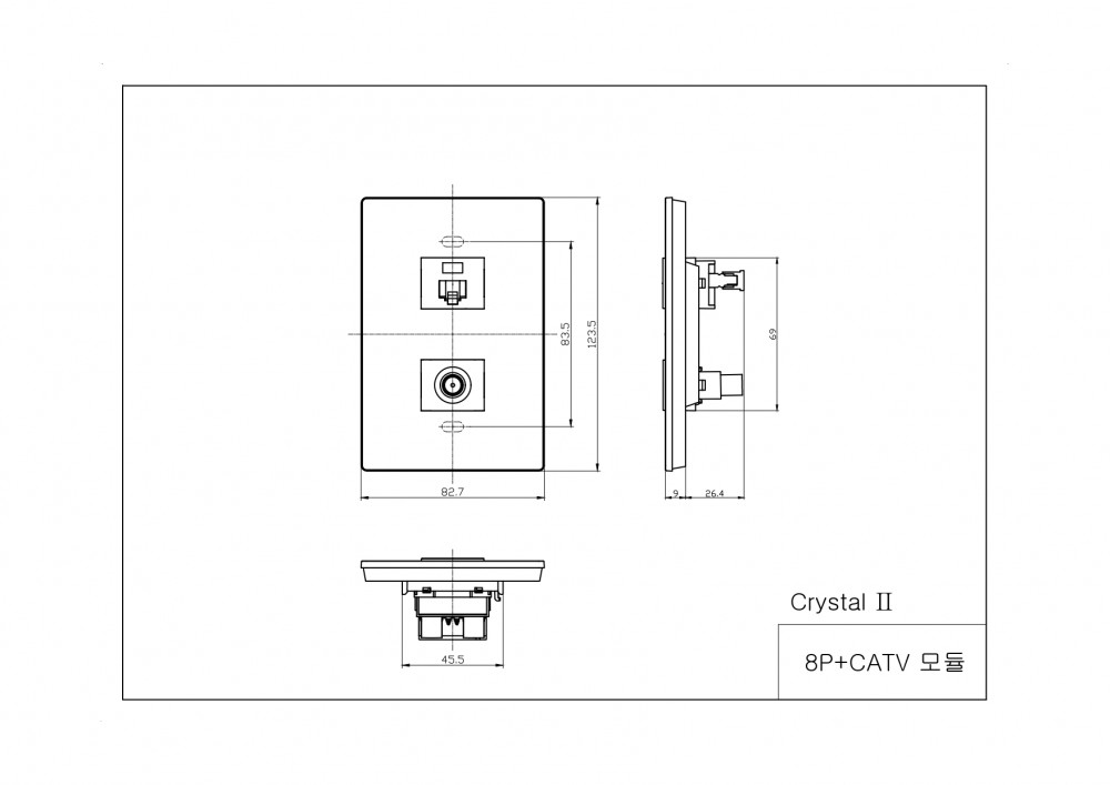 크리스탈Ⅱ화이트 8P + CATV > 매입용 스위치/콘센트 | 나노전기