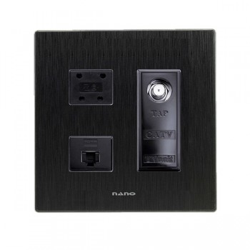 아트2 올블랙 복합2개용유니트 (4P+8P+CATV) > 매입용 스위치/콘센트 | 나노전기